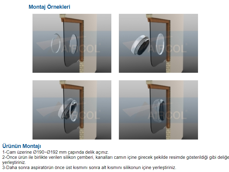 Aircol 150 K Kapaklı Aksiyel Fan / Aspiratör 350 m³/h